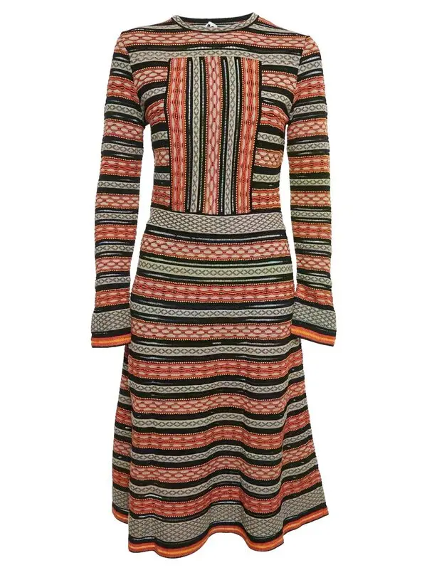 Missoni Striped Knitted Dress - Red