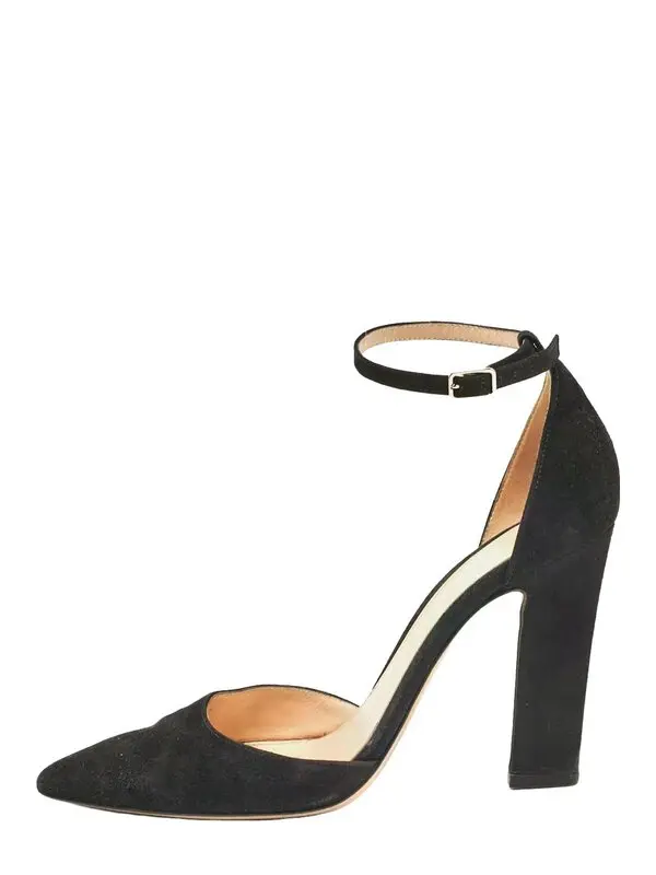 GIANVITO ROSSI 100mm Ankle-strap Suede Pumps - Black
