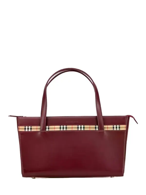 Burberry House Check Trimmed Leather Handbag - Red
