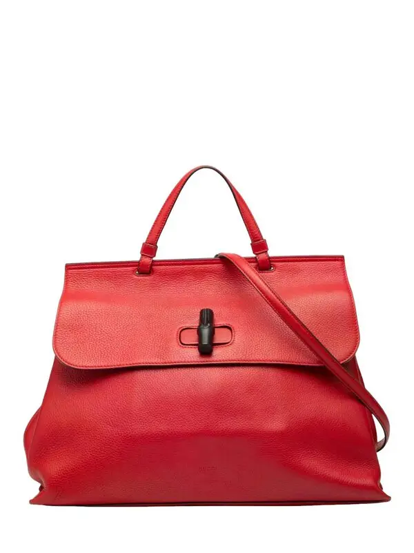Gucci Leather Bamboo Daily Satchel - Red