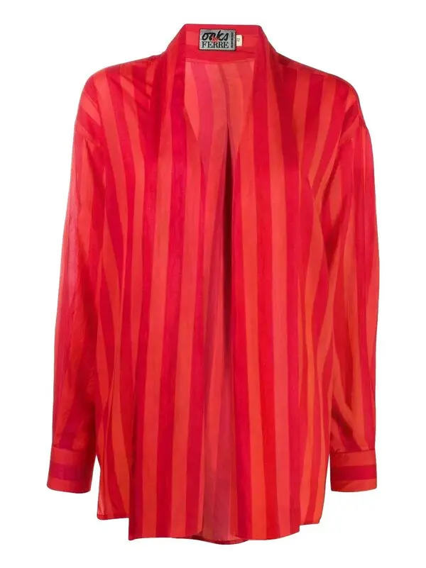 Gianfranco Ferre 1990s Striped Jacket With Shawl Lapels - Red
