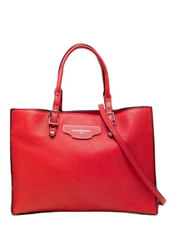 Balenciaga 2015 Grained Calfskin Papier A6 Zip Around Tote Satchel - Red