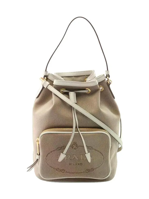Prada Canapa Logo Bucket Bag - Brown