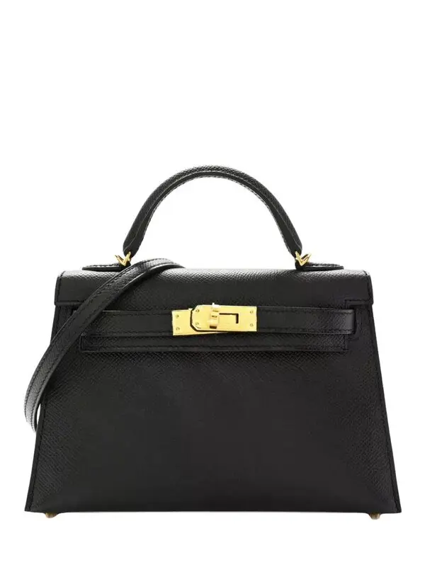 Hermès 2024 Mini Kelly Sellier 20 Epsom Leather Tote Bag - Black