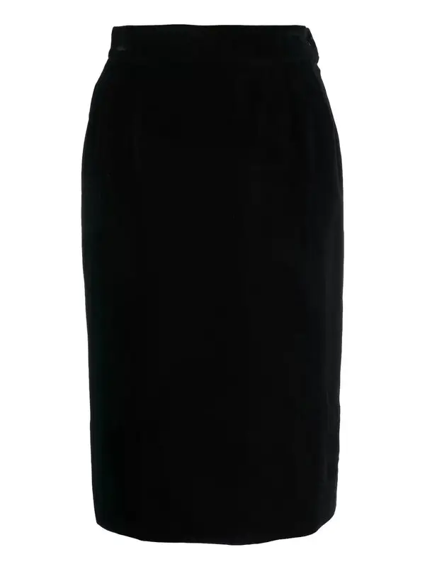 Saint Laurent Vintage Velvet Pencil Skirt - Black
