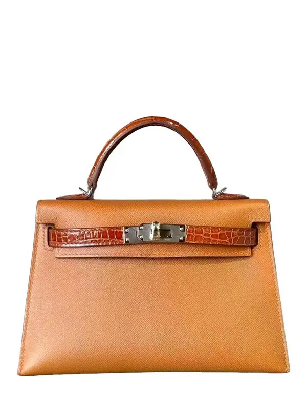 Hermès 2025 Mini Kelly Sellier 20 Madame Touch Alligator Mississippi Palladium-hardware Tote Bag - Brown