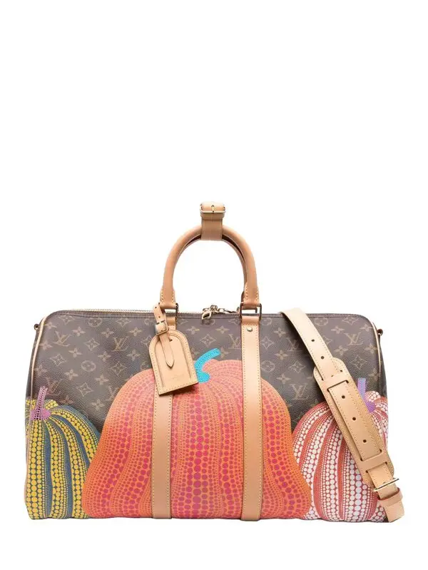 LOUIS VUITTON X Yayoi Kusama Monogram Keepall Bandoulière 50 Duffle Bag - Brown