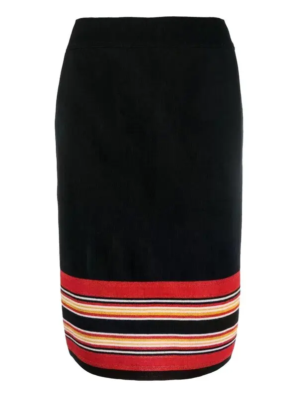 Saint Laurent 1980s Striped Knitted Skirt - Black