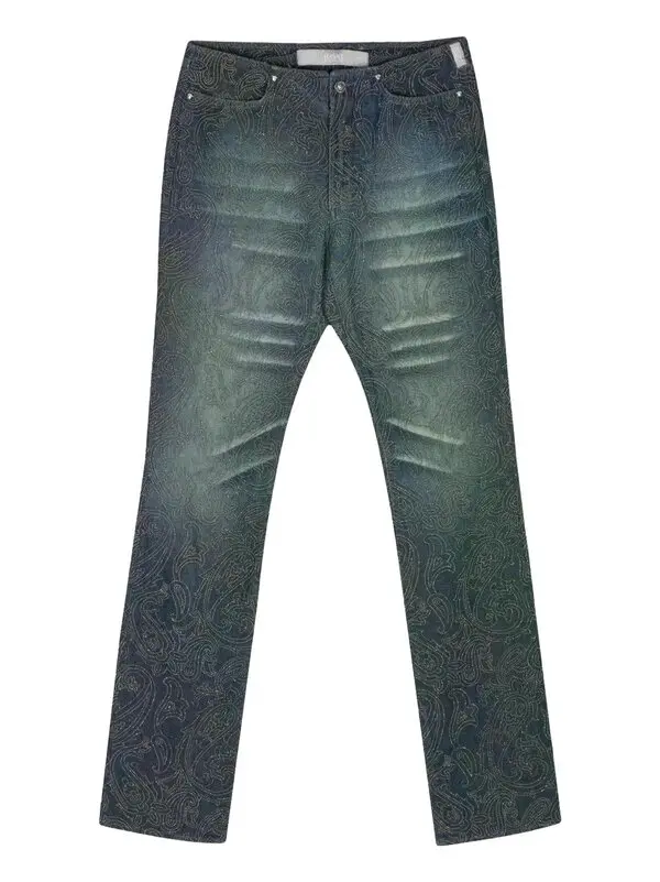 Versace 2000s Rhinestone-embellished Straight Jeans - Blue