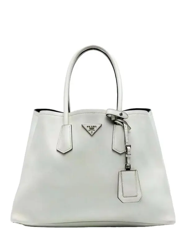Prada City Calf Double Satchel - White