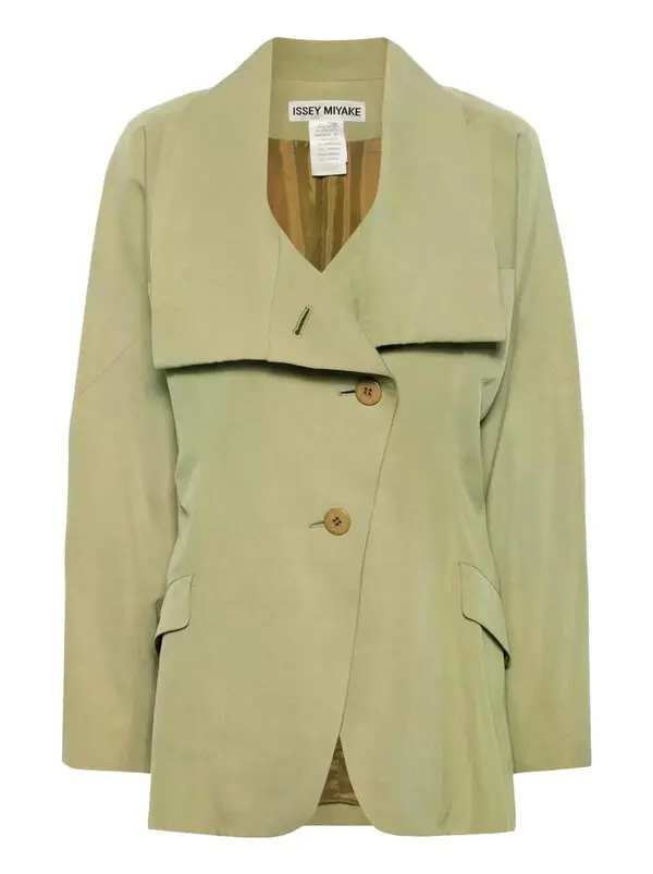 Issey Miyake Layered-lapels Twill Blazer - Green