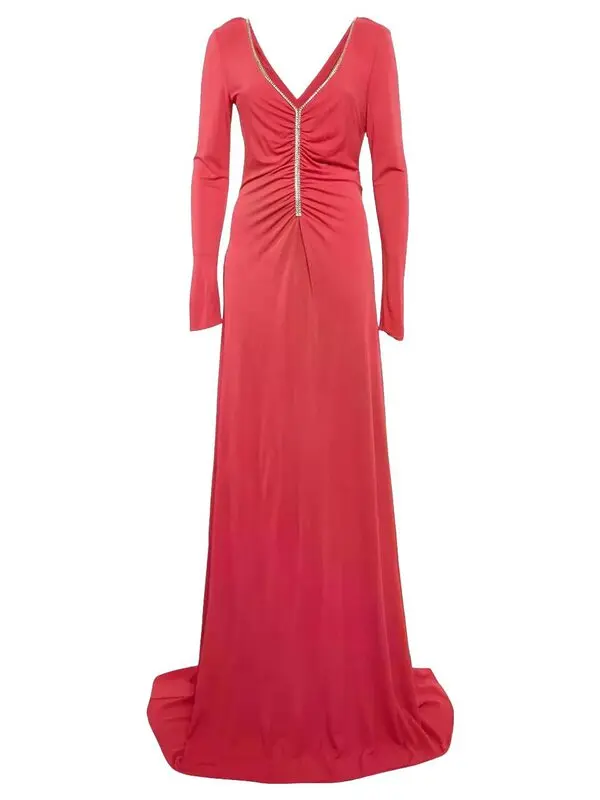 Emilio Pucci Ruched Long-sleeve Gown - Pink