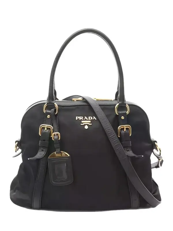 Prada 2000's Saffiano And Tessuto Tote Bag - Black