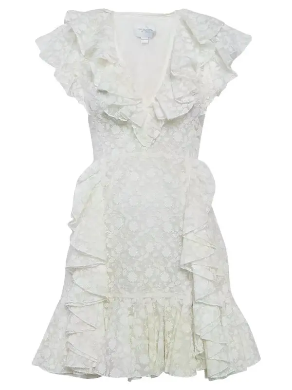 Giambattista Valli Ruffled Floral Mini Dress - White