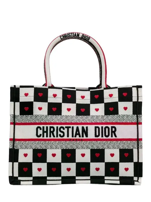 Dior Pre-owned Dioramour D-chess Book Tote Bag - White