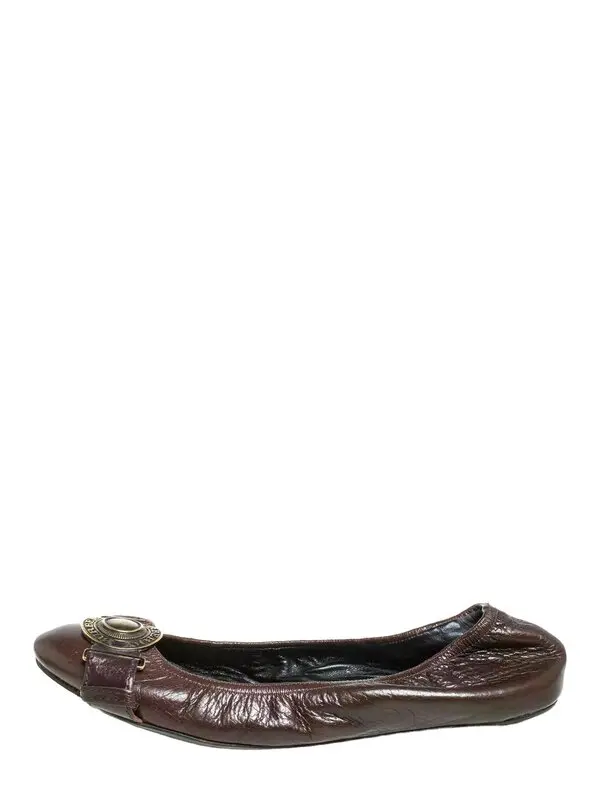 Burberry Buckle-detail Leather Ballet Flats - Brown