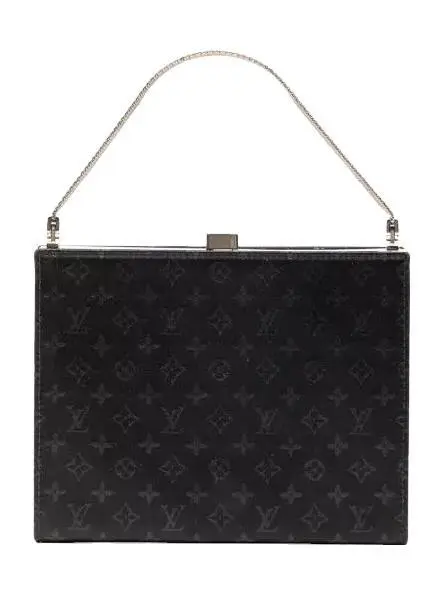 LOUIS VUITTON 2001 Monogram Satin Ange Pm Handbag - Black