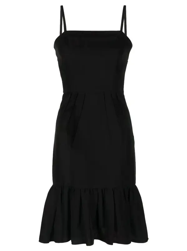 Prada Ruffle-hem Crepe Dress - Black