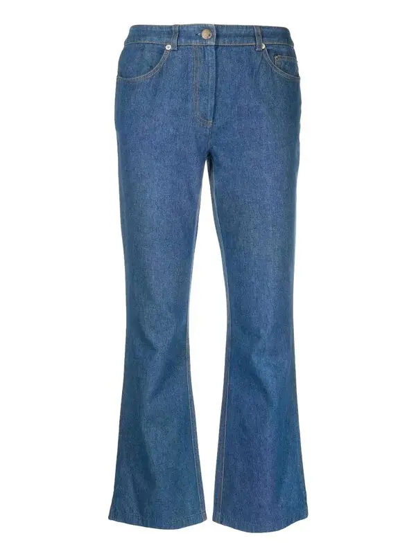 John Galliano 1990s Crochet-pocket Cropped Jeans - Blue