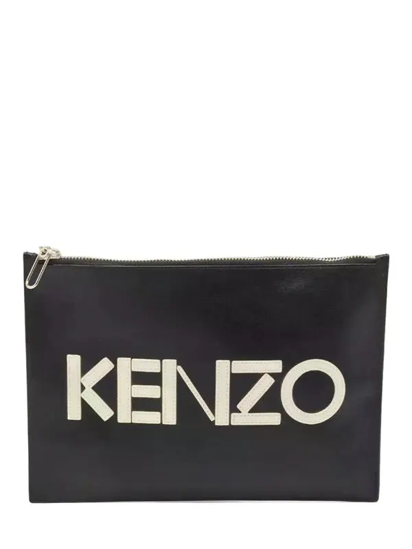 Kenzo Leather Zip Clutch - Black
