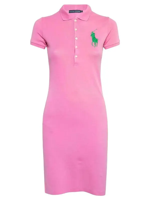 Polo Ralph Lauren Vintage Embroidered Logo Polo Dress - Pink