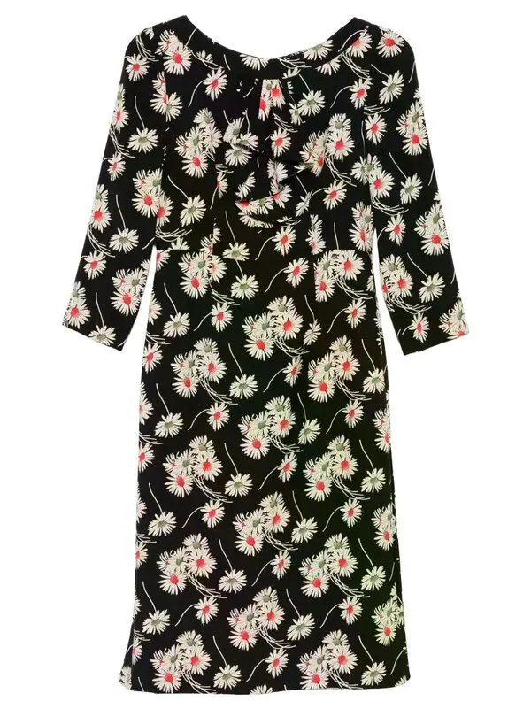 Prada Floral-print Midi Dress - Black