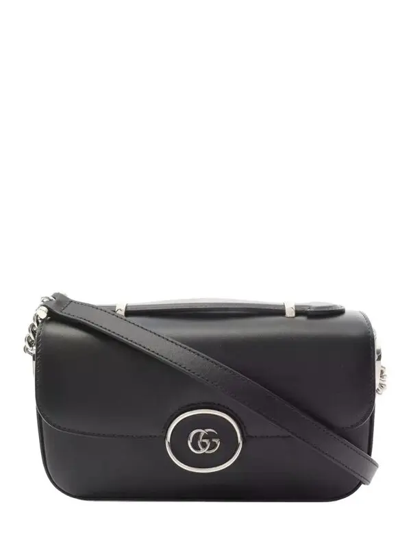 Gucci 2020s Petite Gg Leather Shoulder Bag - Black