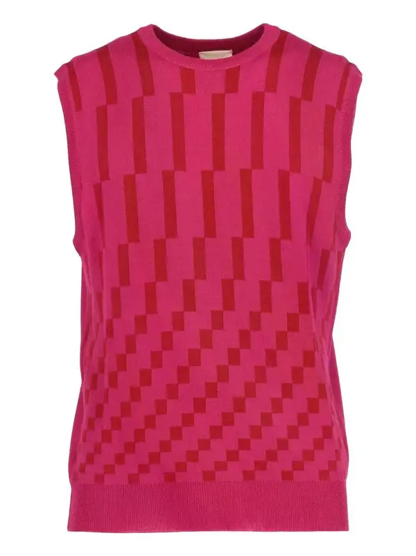 Versace 2000s Checkered Tank Top - Pink