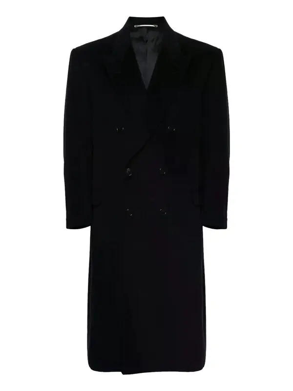 Pierre Cardin 1970s Double-breasted Brushed Coat - Blue