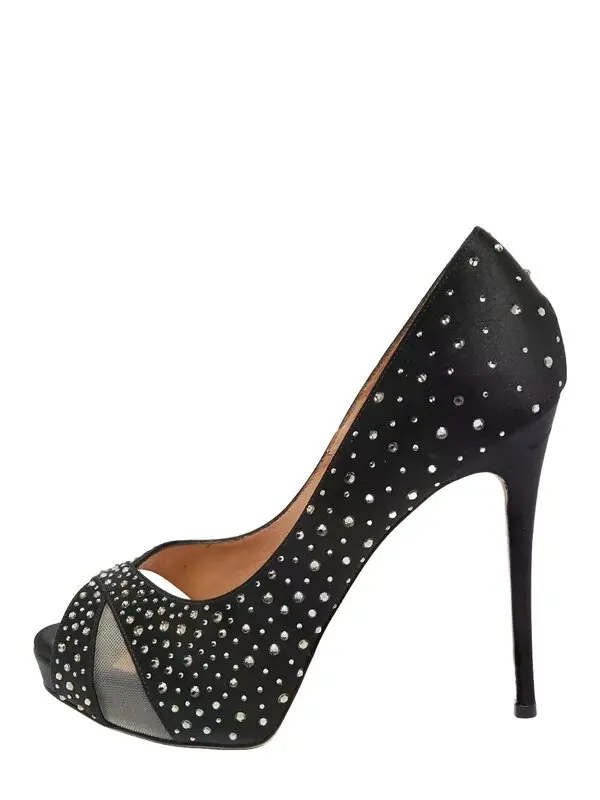 Valentino Garavani 125mm Mesh Rhinestone Pumps - Black