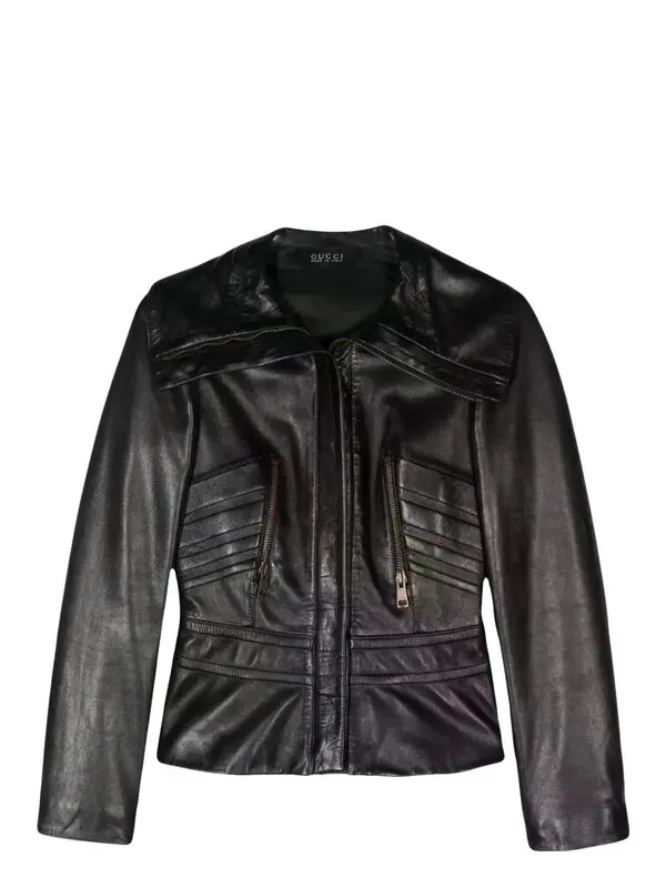 Gucci 2000s Leather Jacket - Brown