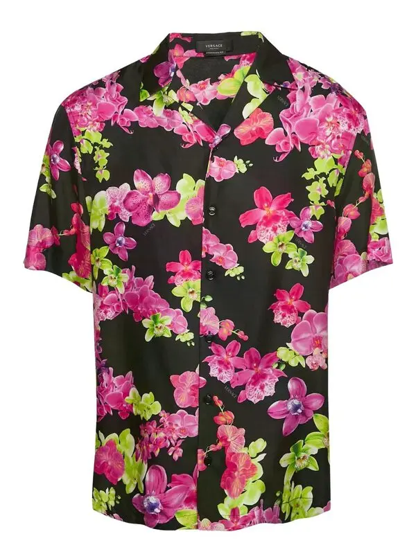 Versace Floral Silk Shirt - Black