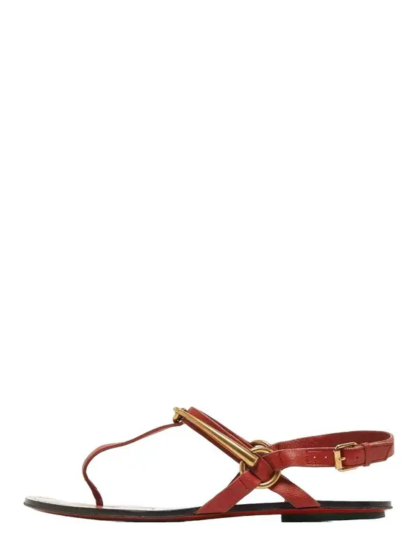 Gucci Leather Flat Sandals - Red