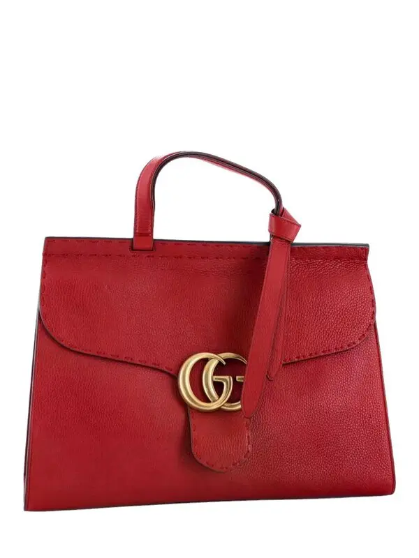 Gucci Gg Marmont Top Handle Satchel - Red