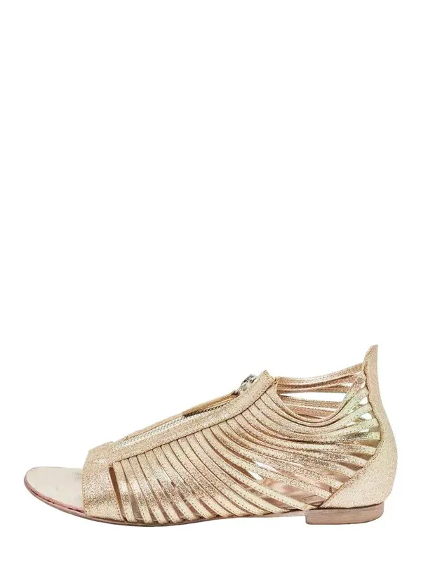 GIUSEPPE ZANOTTI Leather Flat Sandals - Gold