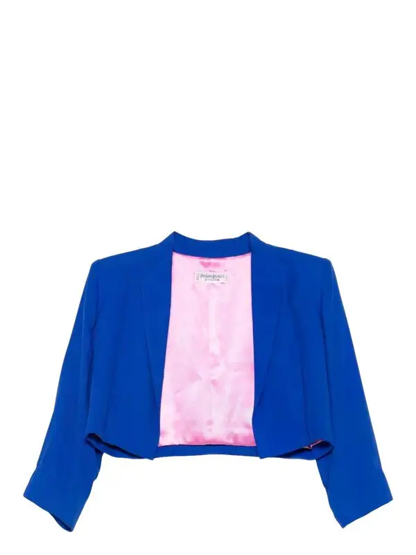 Saint Laurent Pre-owned 1990s Cropped Wool Jacket - Blue