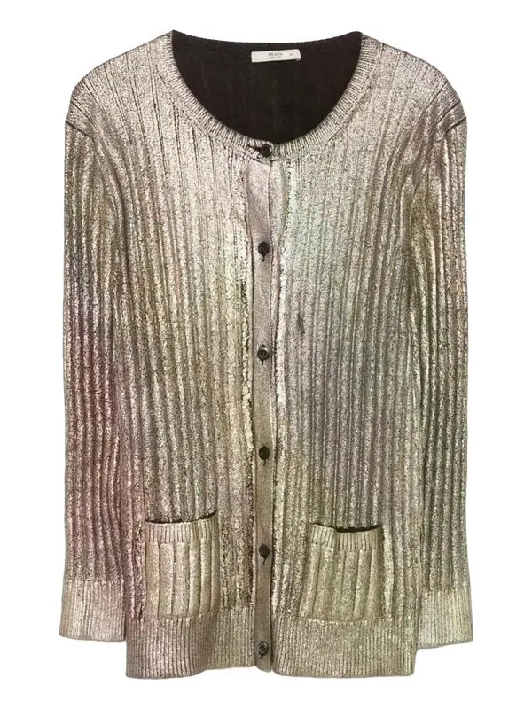 Prada 2000s Ribbed Cardigan - Gold