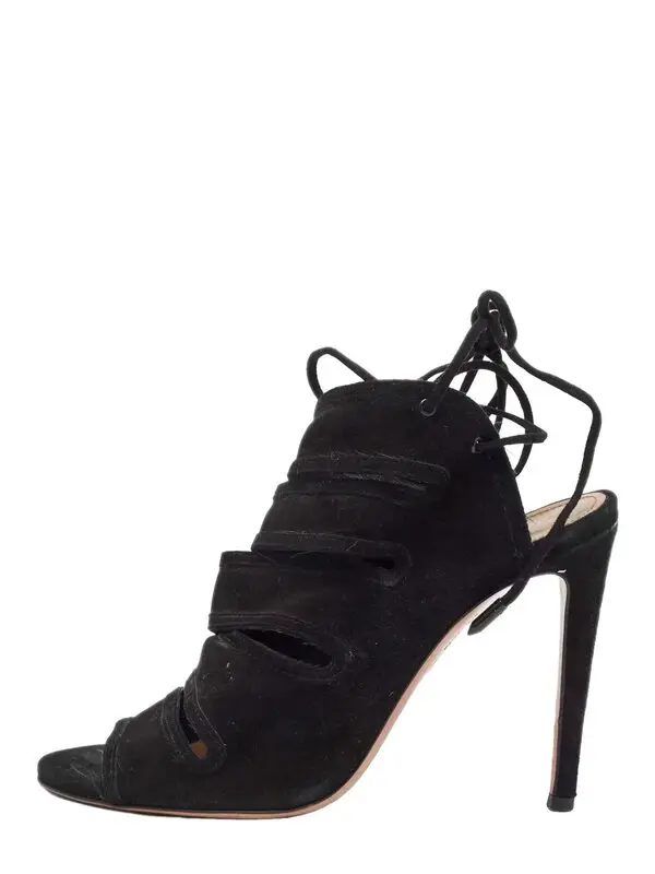 AQUAZZURA 100mm Suede Sandals - Black