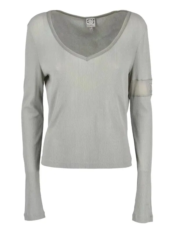 Just Cavalli V-neck Long Sleeve Top - Grey