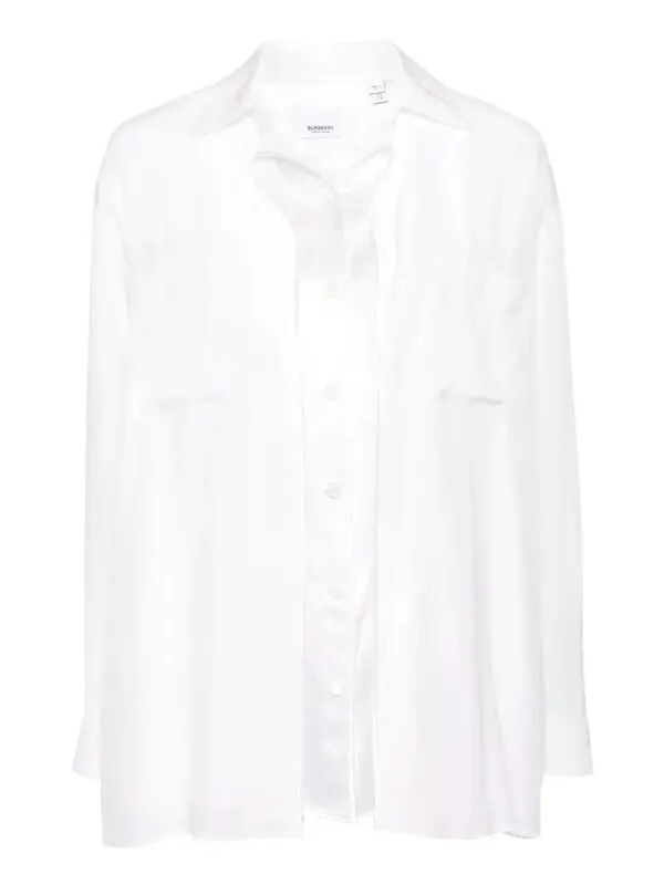 Burberry Logo-patch Layered Silk Shirt - White