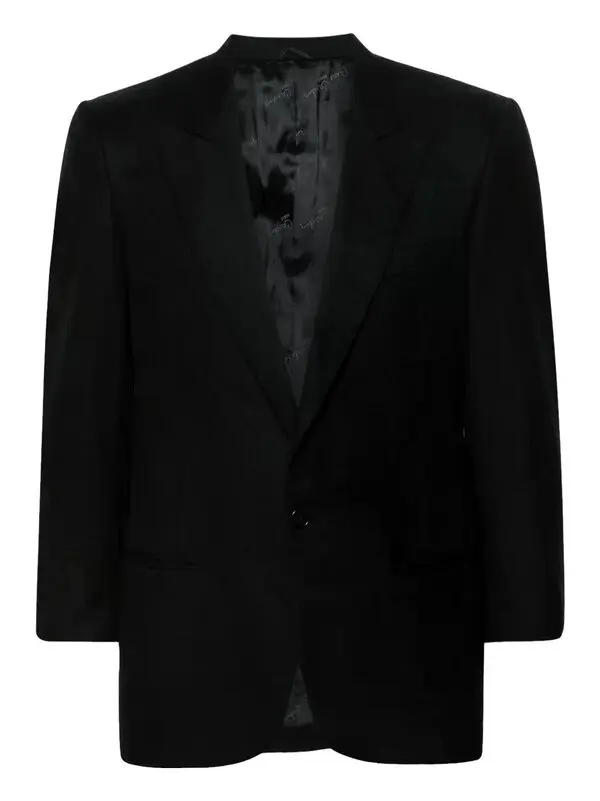 Pierre Cardin 1980s Peak Lapels Wool Blazer - Black
