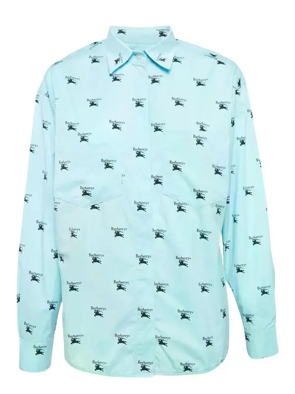 Burberry Logo-print Cotton Shirt - Blue