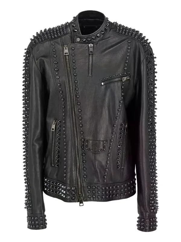 Vintage Studs Zip-fastening Biker Jacket - Black