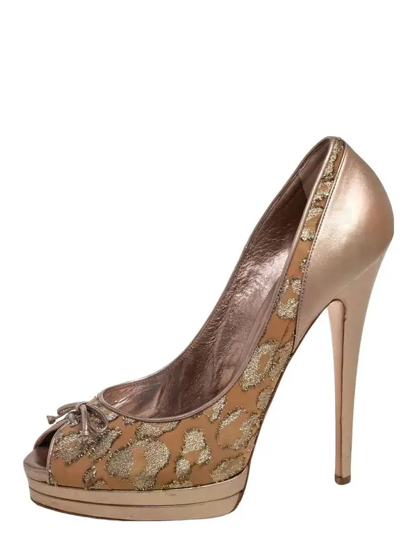 Casadei 145mm Leopard-print Platform Heels - Gold