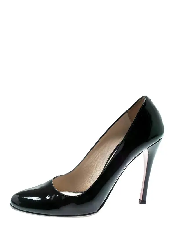 Prada 110mm Patent Leather Round Toe Pumps - Black