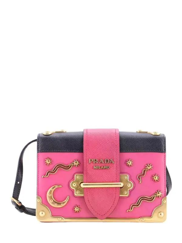 Prada Cahier Embellished Leather Small Crossbody Bag - Pink