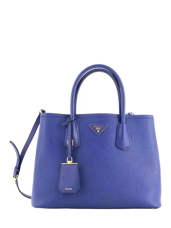 Prada Cuir Double Saffiano Leather Medium Tote Bag - Blue