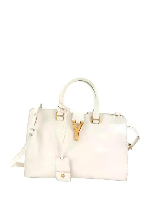Saint Laurent Classic Y Cabas Leather Satchel - White