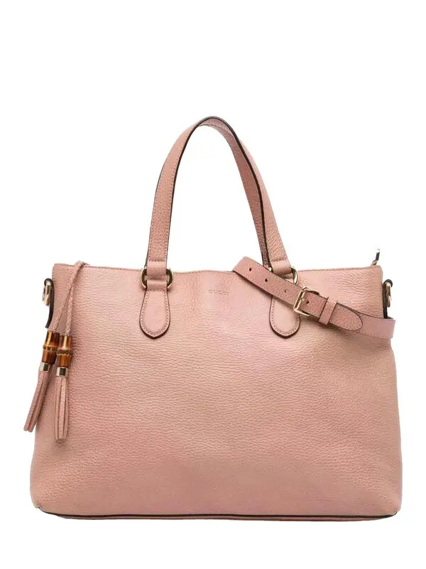 Gucci Leather Bamboo Tassel Satchel - Pink