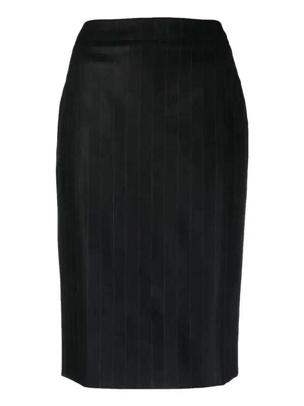 Dior 1990s Pinstripe Pencil Skirt - Black